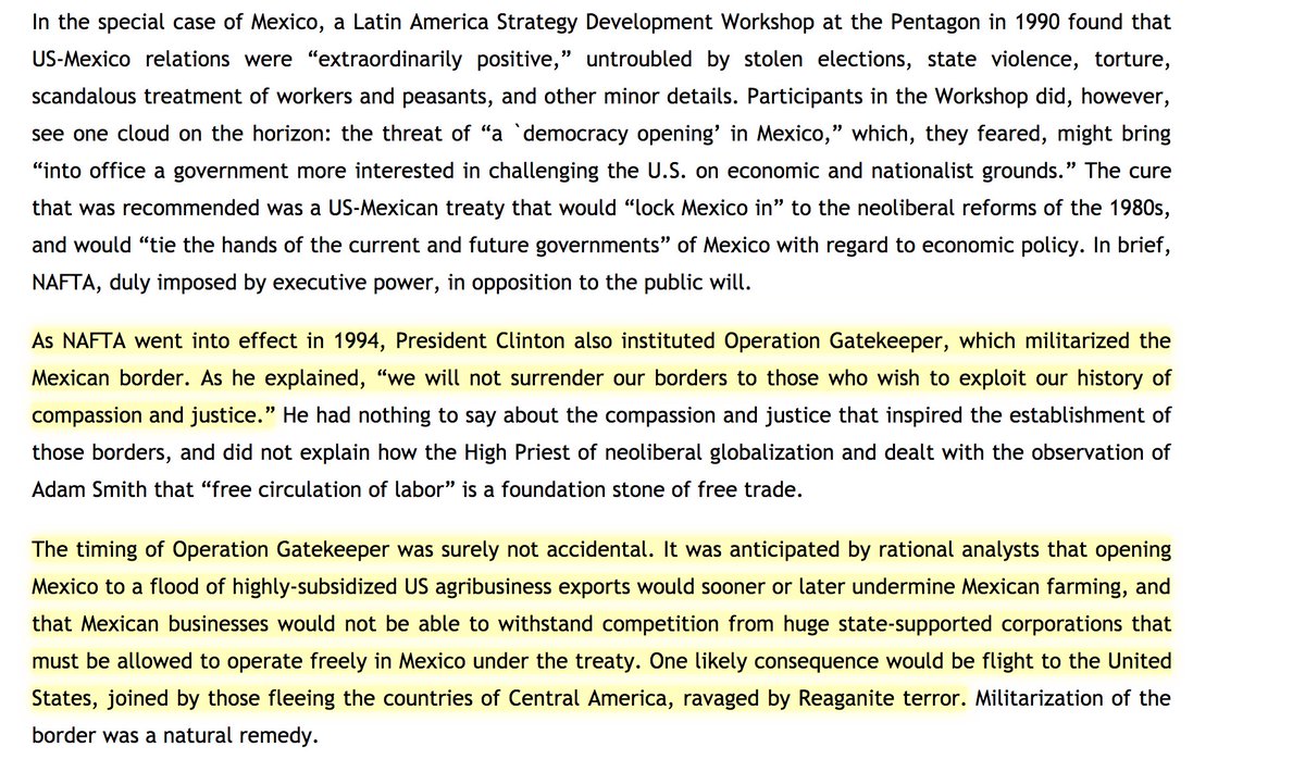 Chomsky on operation Gatekeeper, the militarisation of the Mexican ...