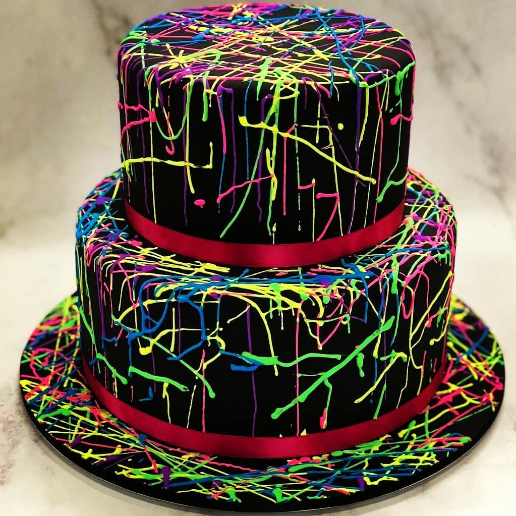 Neon Paint Splatter Cake Neon Cake Designs 2022/Neon Splatter