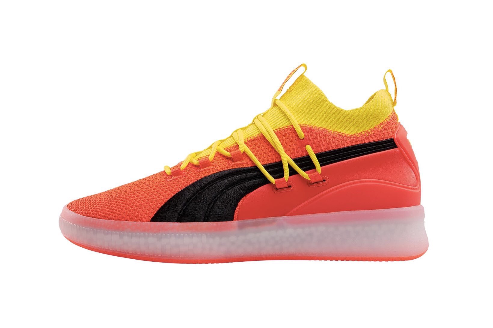 B R Kicks on X First look at the Puma Clyde Court. The brand s first basketball shoe in two decades. Features a knit construction and 1973 as a nod to the original Clyde