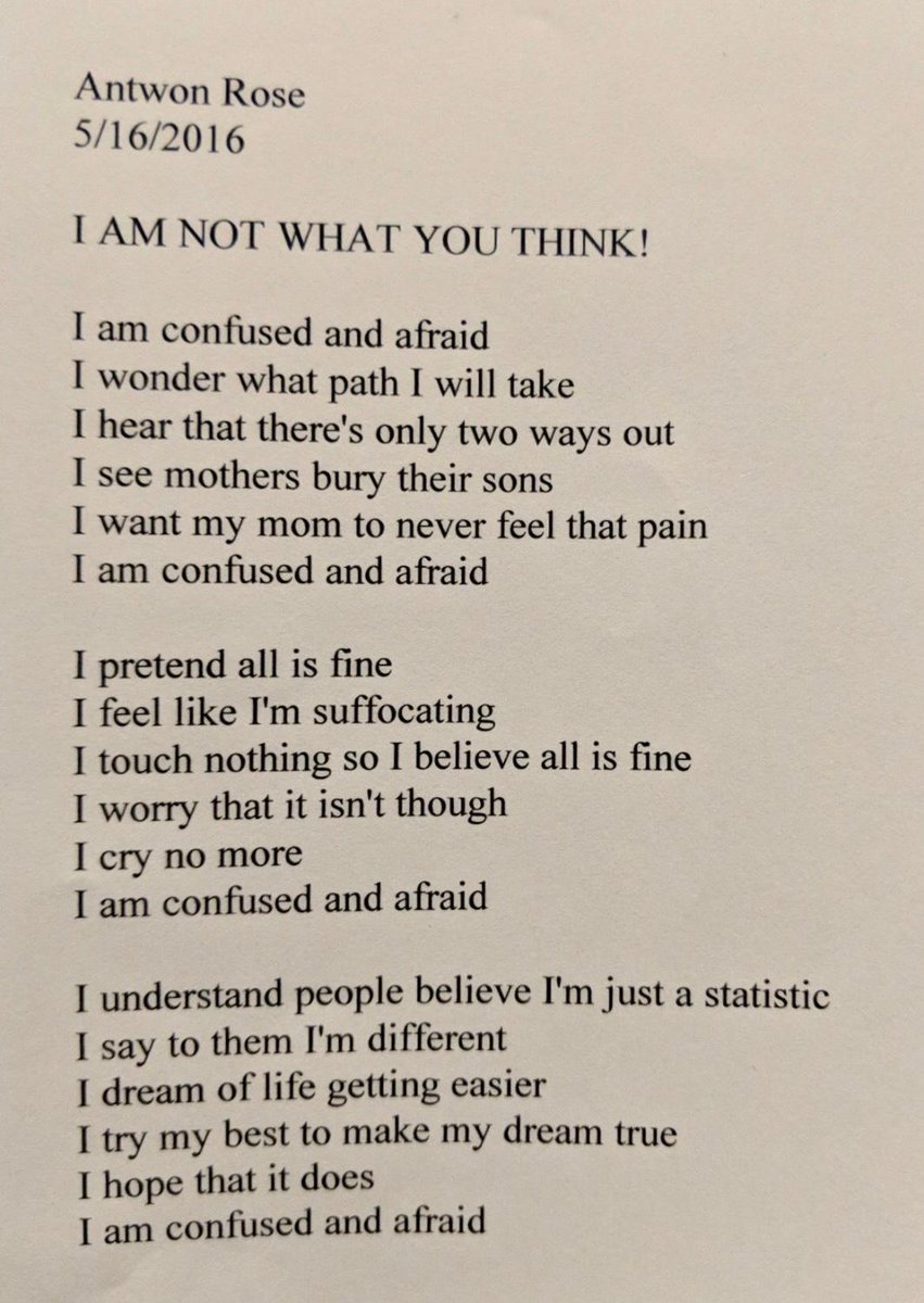 "I am not what you think!": At 15, Antwon Rose Jr. wrote poem ...