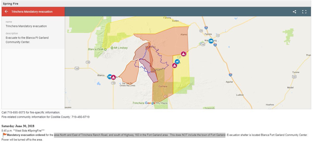 UPDATE: The Trinchera evacuations for the SpringFire include the area ...