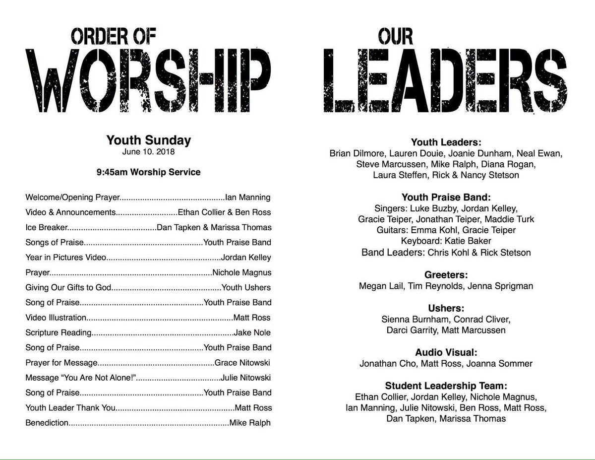 Order Of Service Youth Church Youth Ministry Planning: Weekend Service