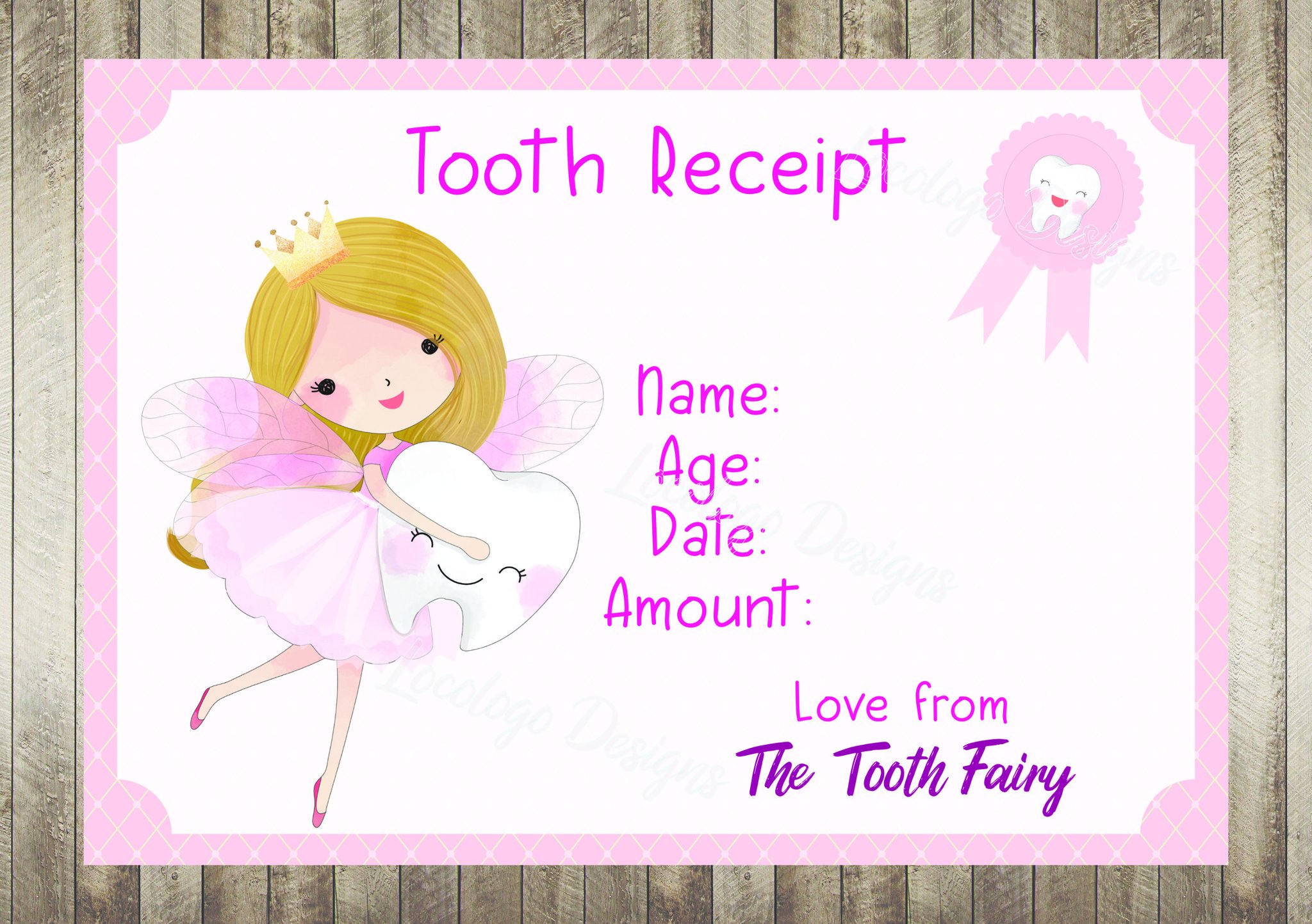 Tooth Fairy Certificate Girl