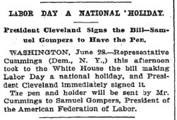 Today in 1894: Labor Day was made a national holiday. After President ...