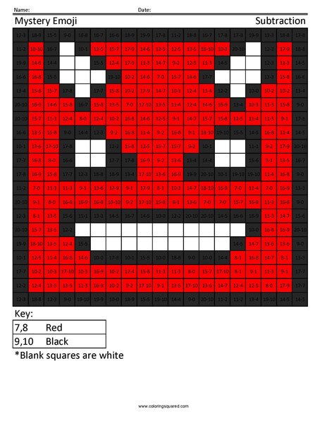 Emoji Math Coloring Pages