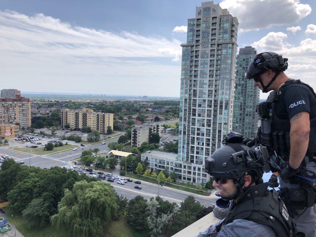 Peel, Hamilton and Halton Police Tactical Teams conducting joint rappel ...