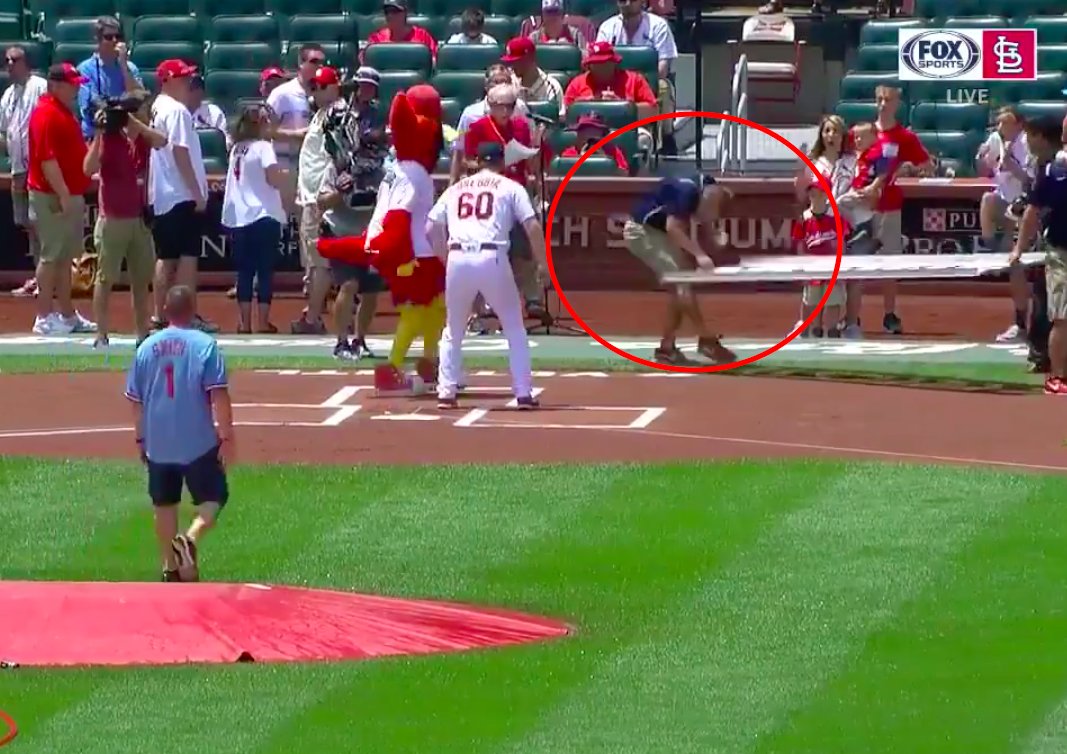 St. Louis Grounds Crew Guy Takes A Ceremonial First Pitch To The Dome