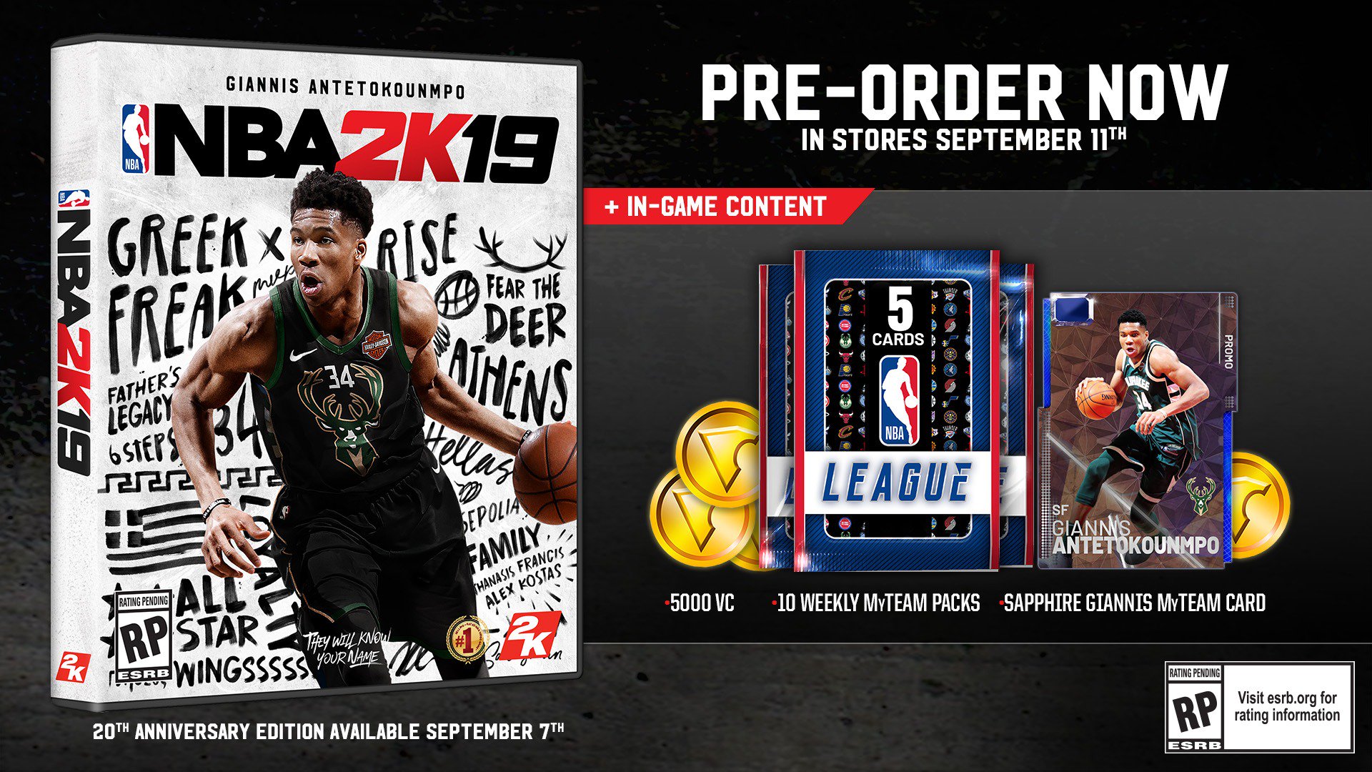 NBA 2K19 on Twitter: "🔥 Pre-order the #NBA2K19 Standard Edition feat. @Giannis_an34 to get all ...