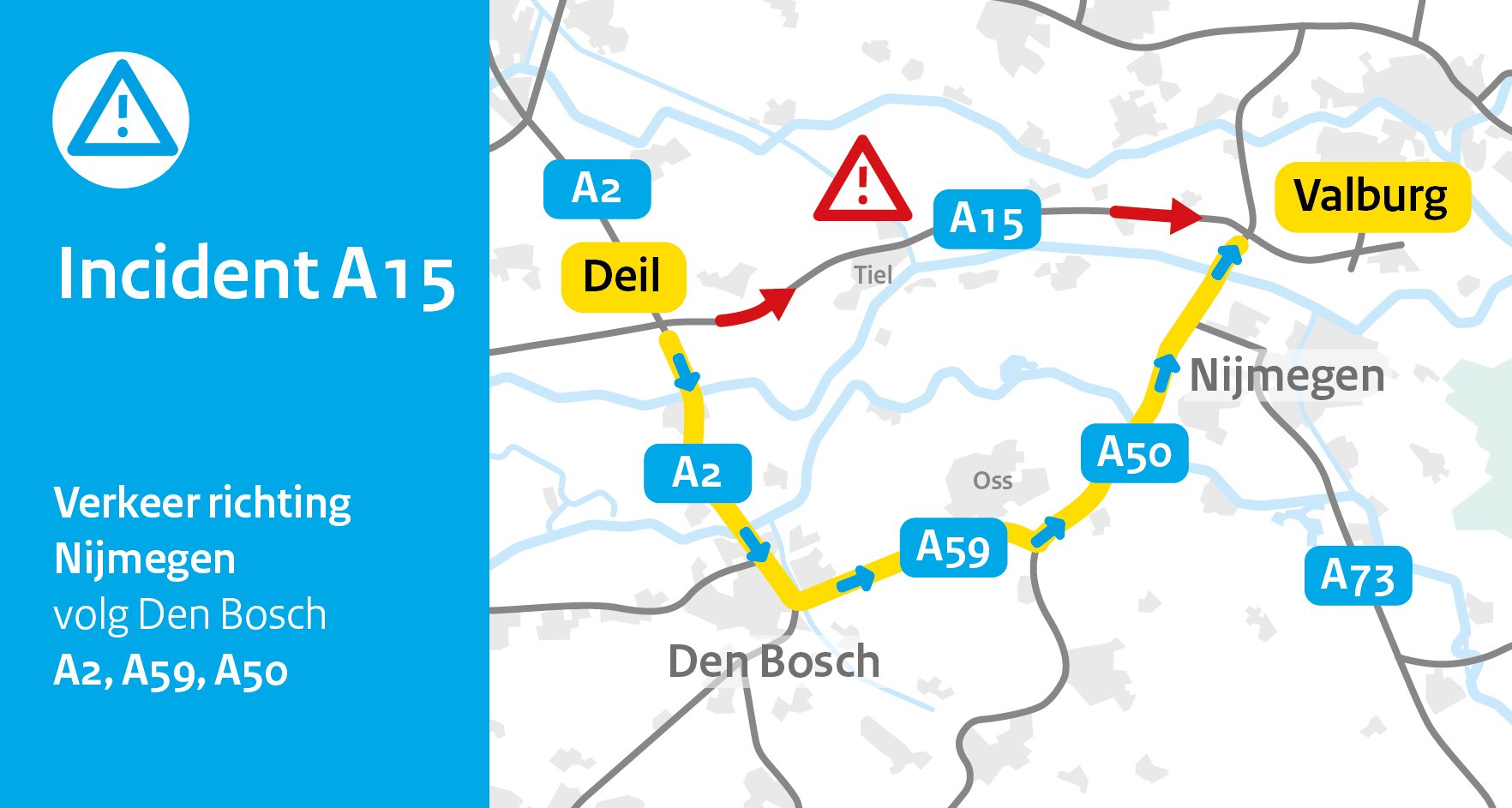Rijkswaterstaat Verkeersinformatie on Twitter: "Ongeval met 2 vrachtauto's op de #A15 bij ...