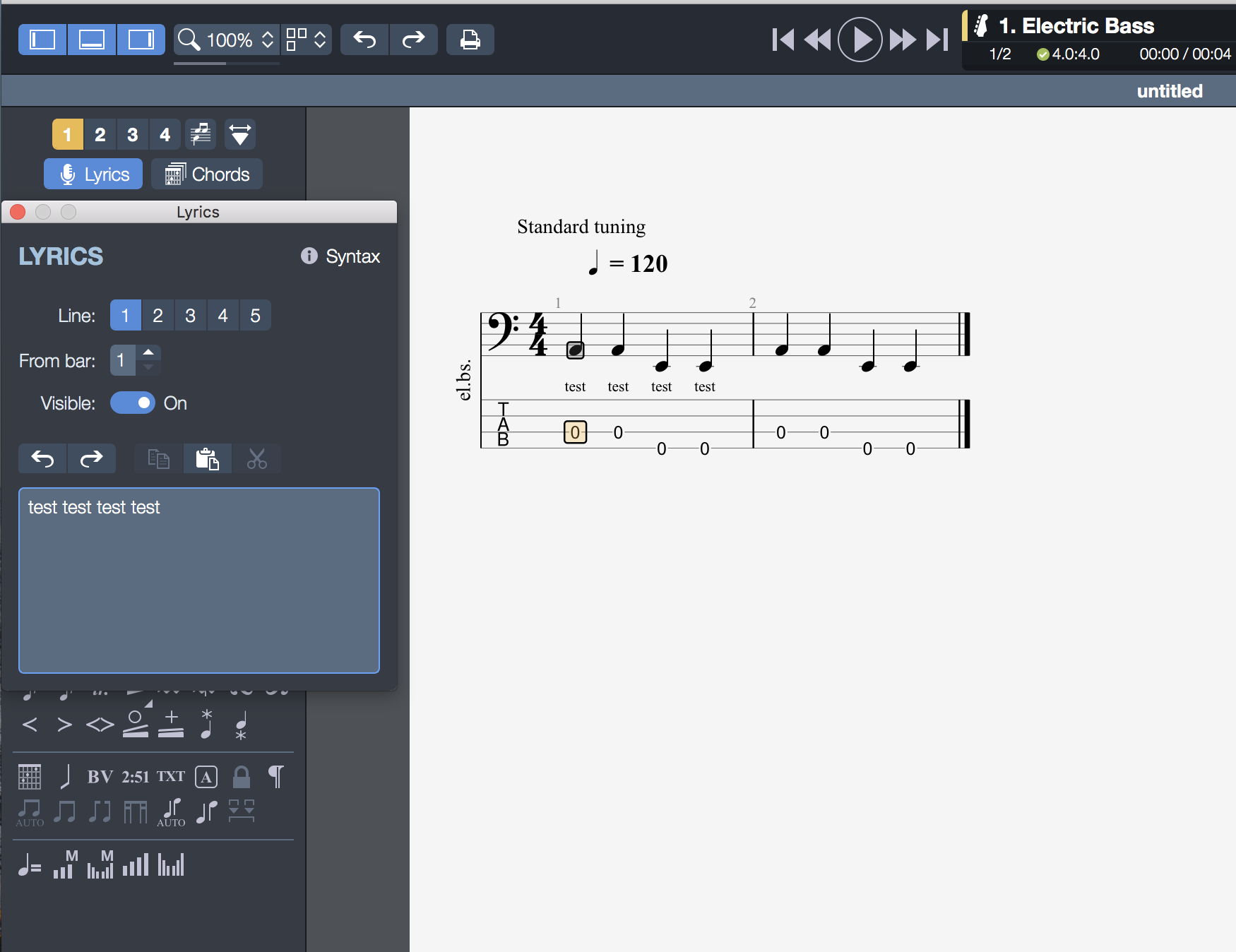 Guitar Pro on Twitter: "@pbeens Hi Peter, yes you can add lyrics above a bass tablature. You can ...