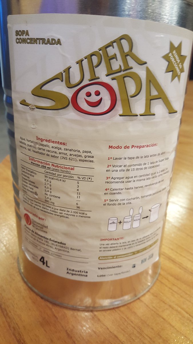 Esta es la Super Sopa que se realiza en la Univ Nac de de 4 litros y ...