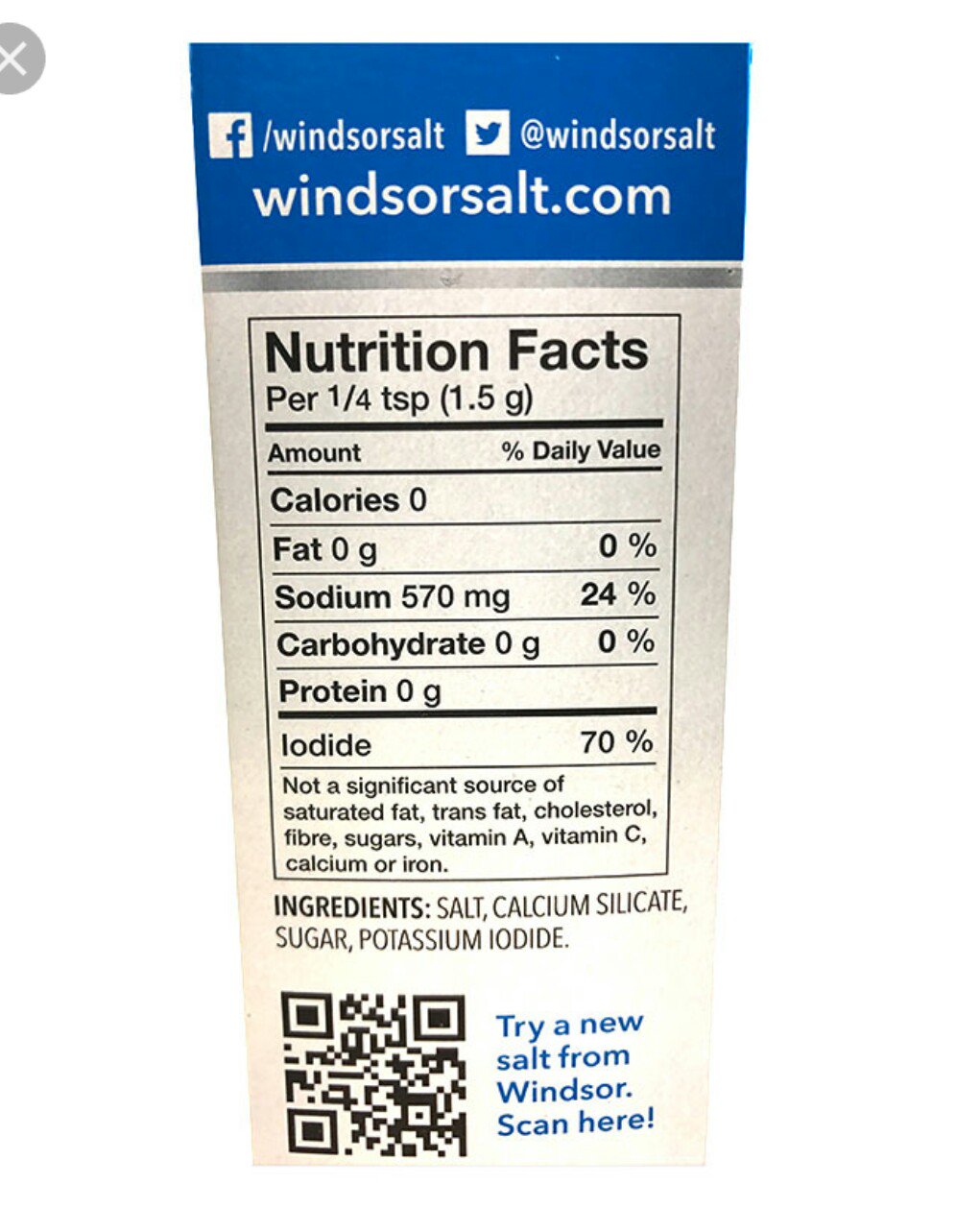Iodized Salt Label