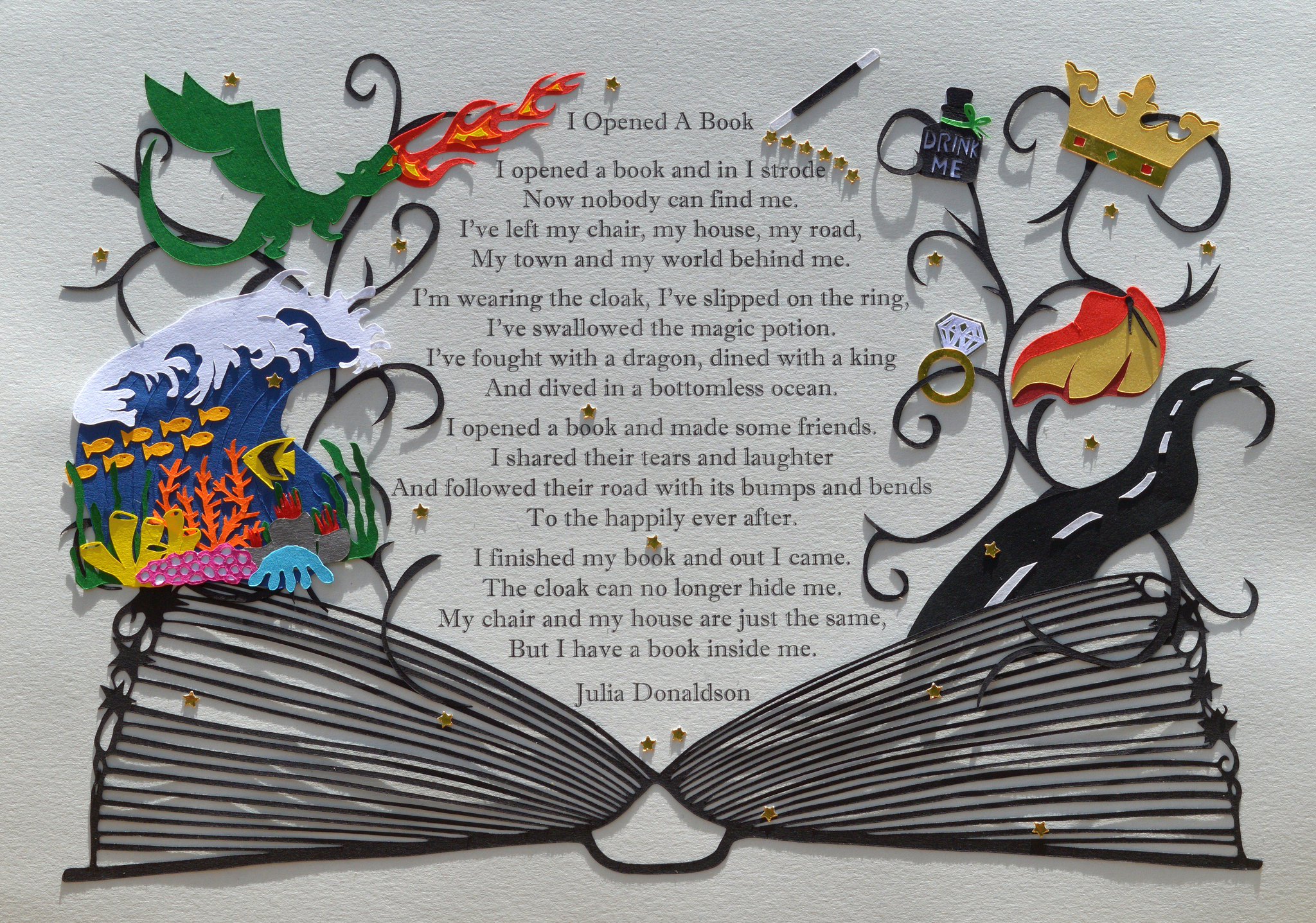 Lynn Haffenden on Twitter: "Papercut illustration of 'I opened a book ...