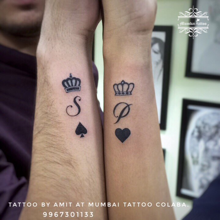 Crown Tattoos With Initials