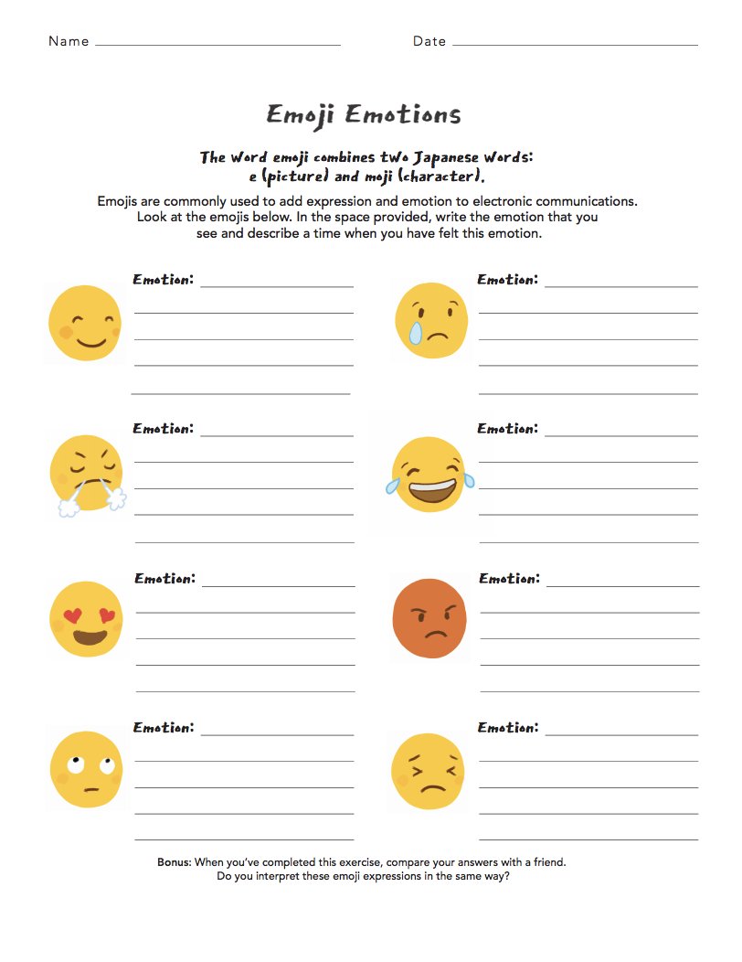 Emotional Intelligence For Kids Worksheets
