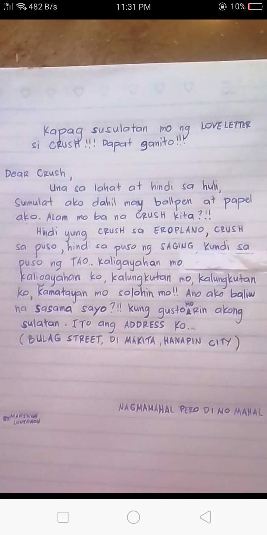 Dear Crush Letters Tagalog