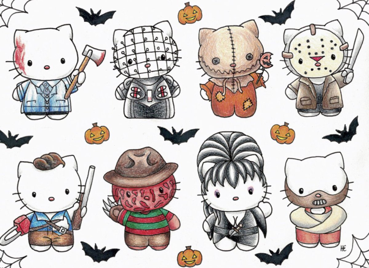 Hello Kitty Horror Movies Characters SVG Bundle, Freddy, Pennywise ...