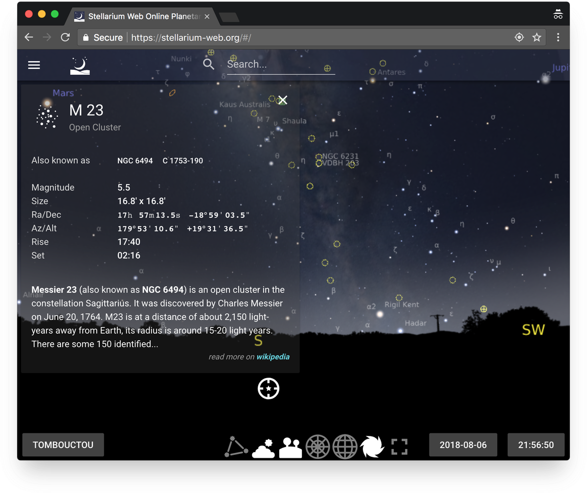 Sam Dutton on Twitter: "Stellarium is a fantastic open source sky atlas / planetarium. The web ...