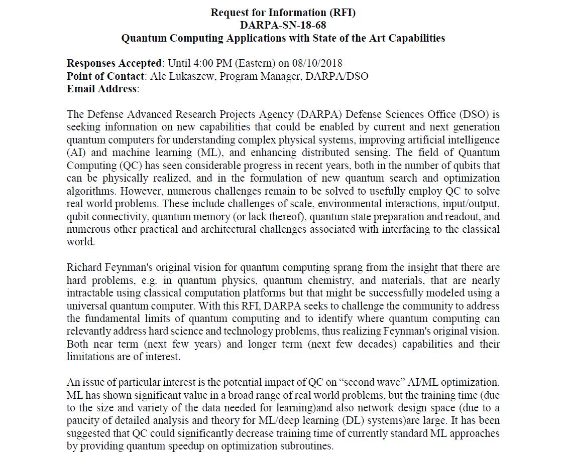 OGAWA, Tadashi on Twitter: "=> DARPA Quantum Computing Applications with State of the Art ...