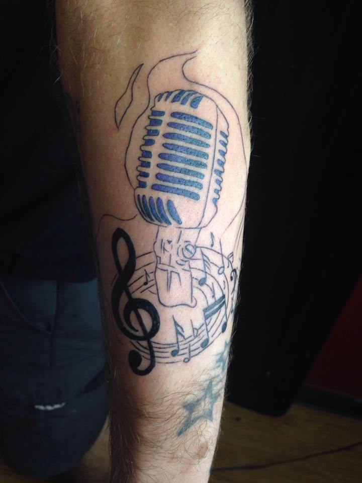 Microphone Music Note Tattoos