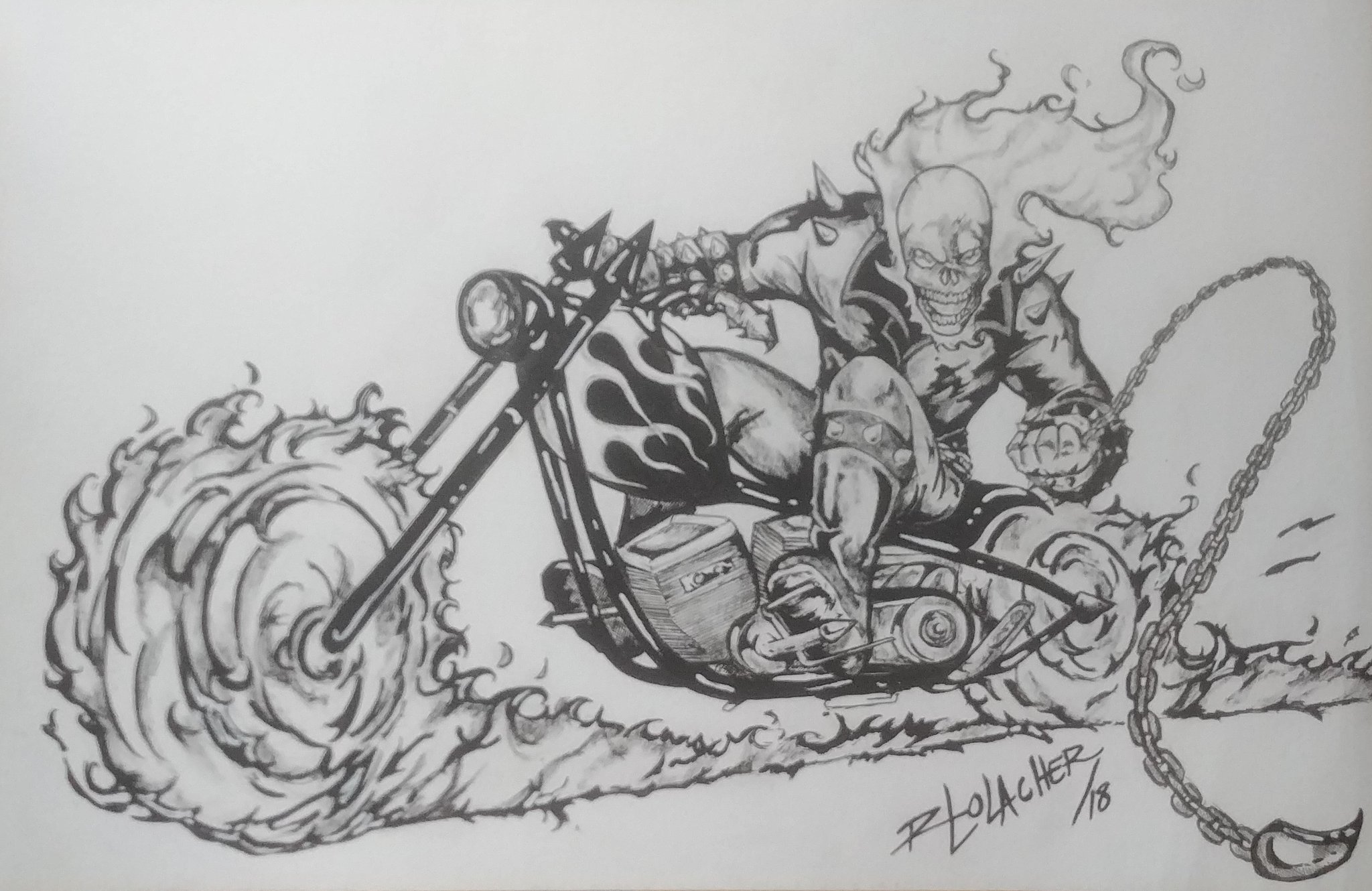 Ghost Rider Bike Drawing
