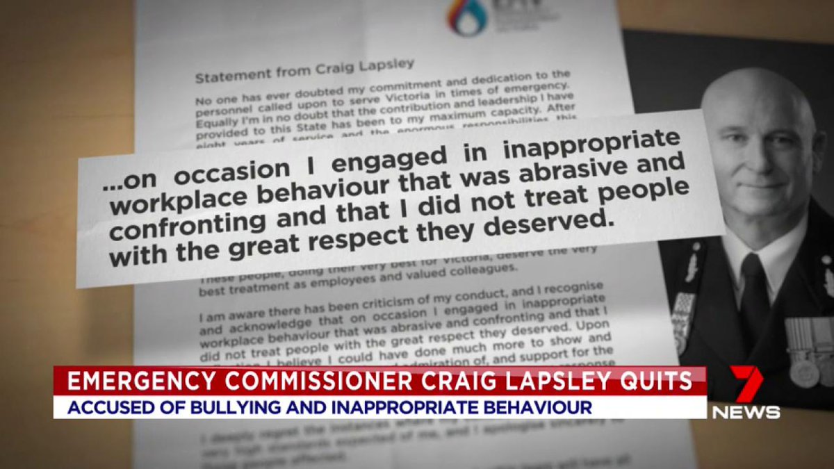 Victoria's Emergency Management Commissioner Craig Lapsley has quit the ...