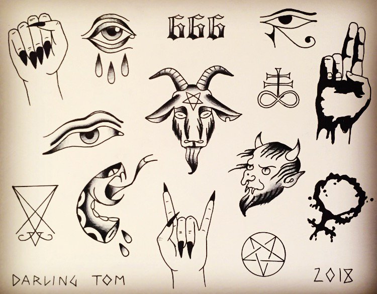 Satanic Tattoo Flash