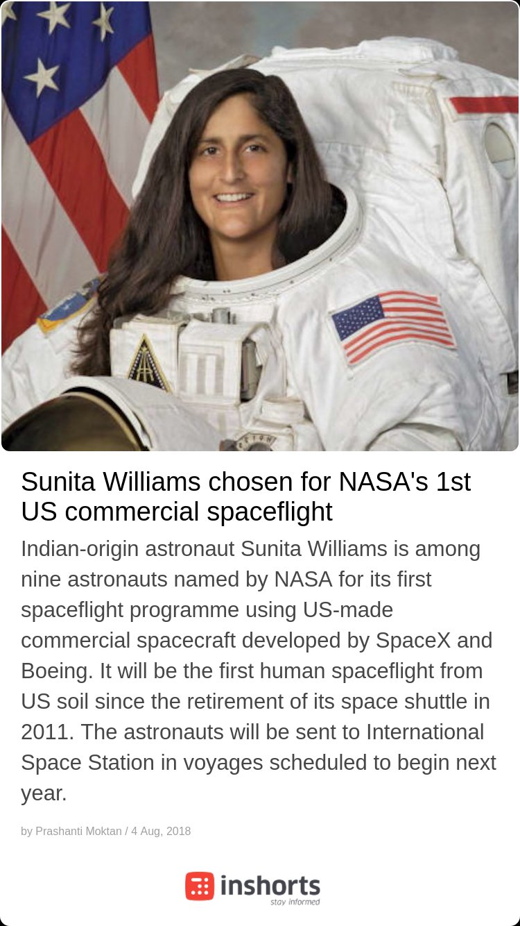 Indian Astronauts Sunita Williams