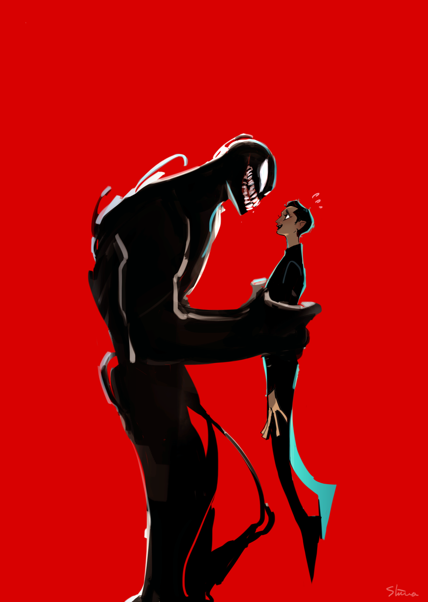 2boys red background multiple boys sharp teeth male focus teeth simple ...