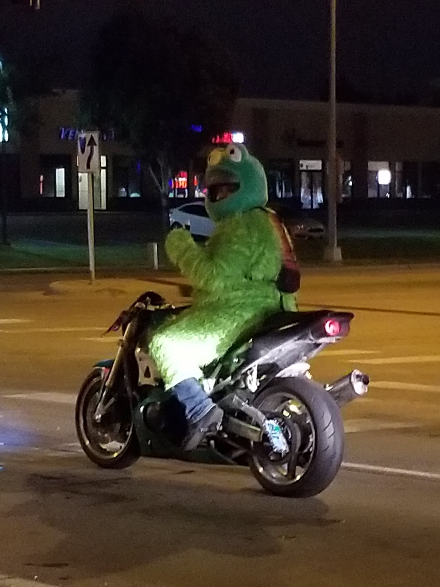Kermit The Frog Driving Motorcycle