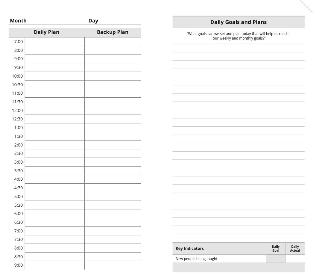 For missionaries it’s a whole thing. Weekly planning/goal setting then ...