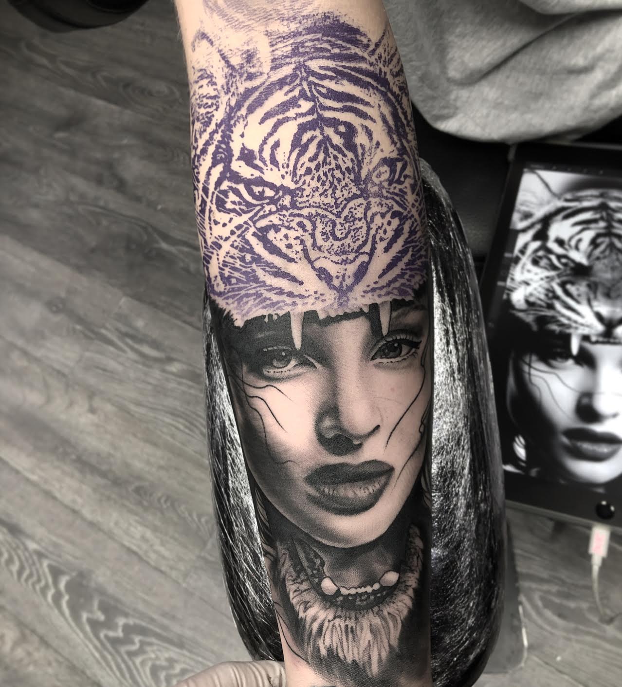Stencil Portrait Tattoo