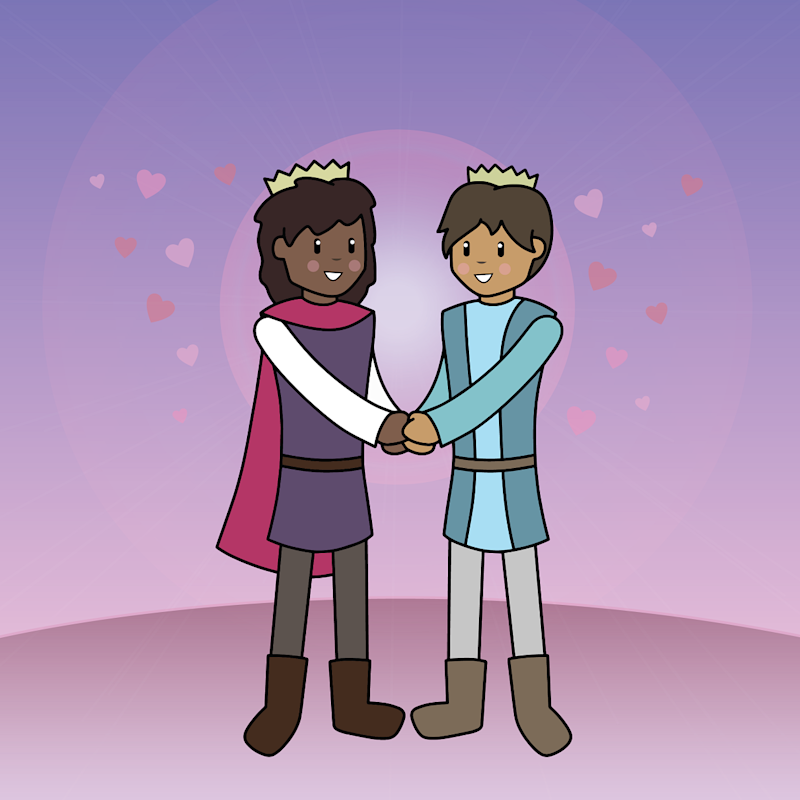 Prince And Princess Cartoon Holding Hands