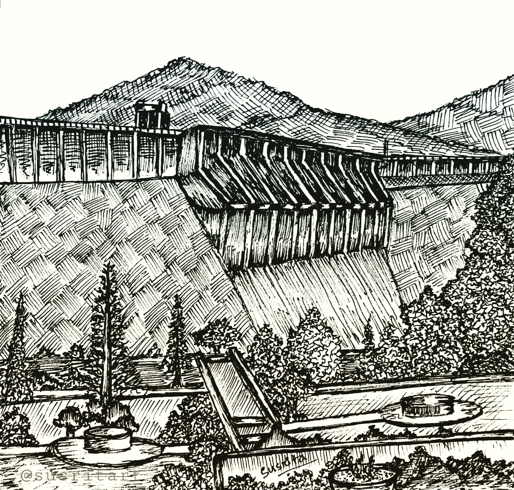 Dam Clipart Black And White