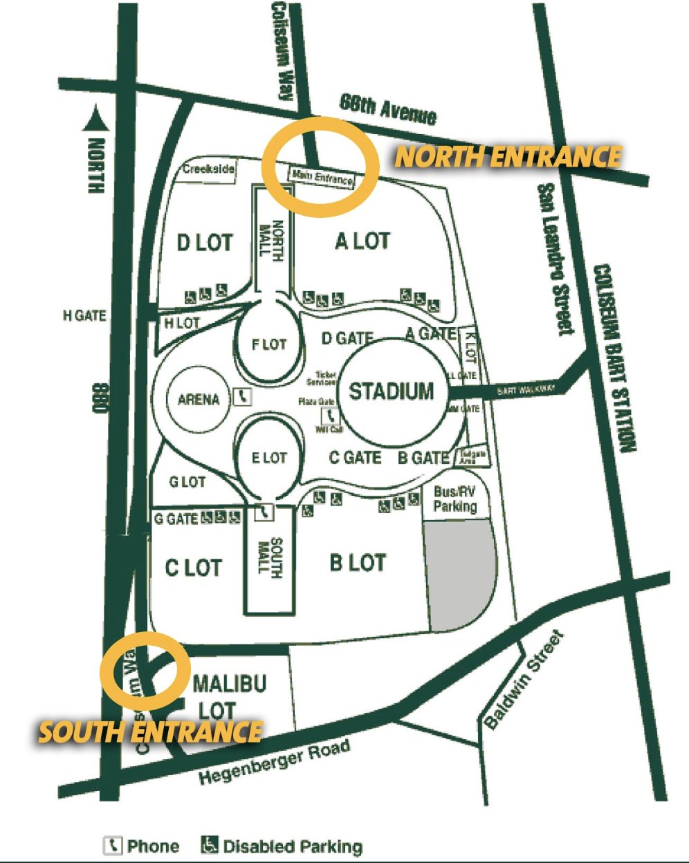 Oracle Arena Parking Map Lot H