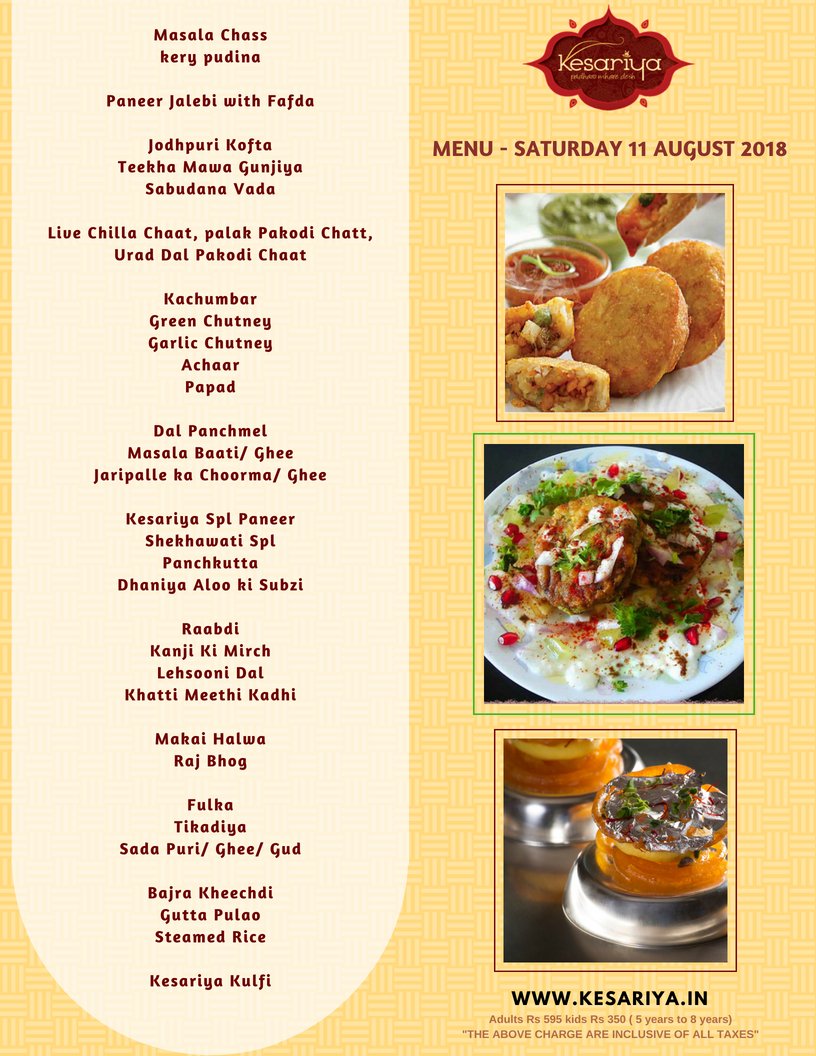 Rajasthani Food Menu