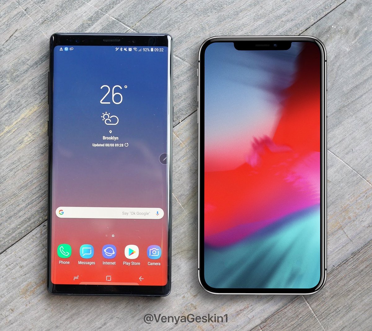 Galaxy Note 9 vs. iPhone X Plus