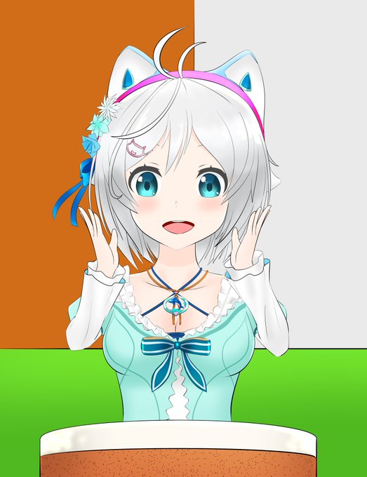 「siro (dennou shoujo youtuber siro) white hair」Fan Art(Oldest)