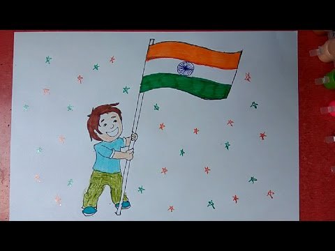 Indian Flag Hoisting Drawing