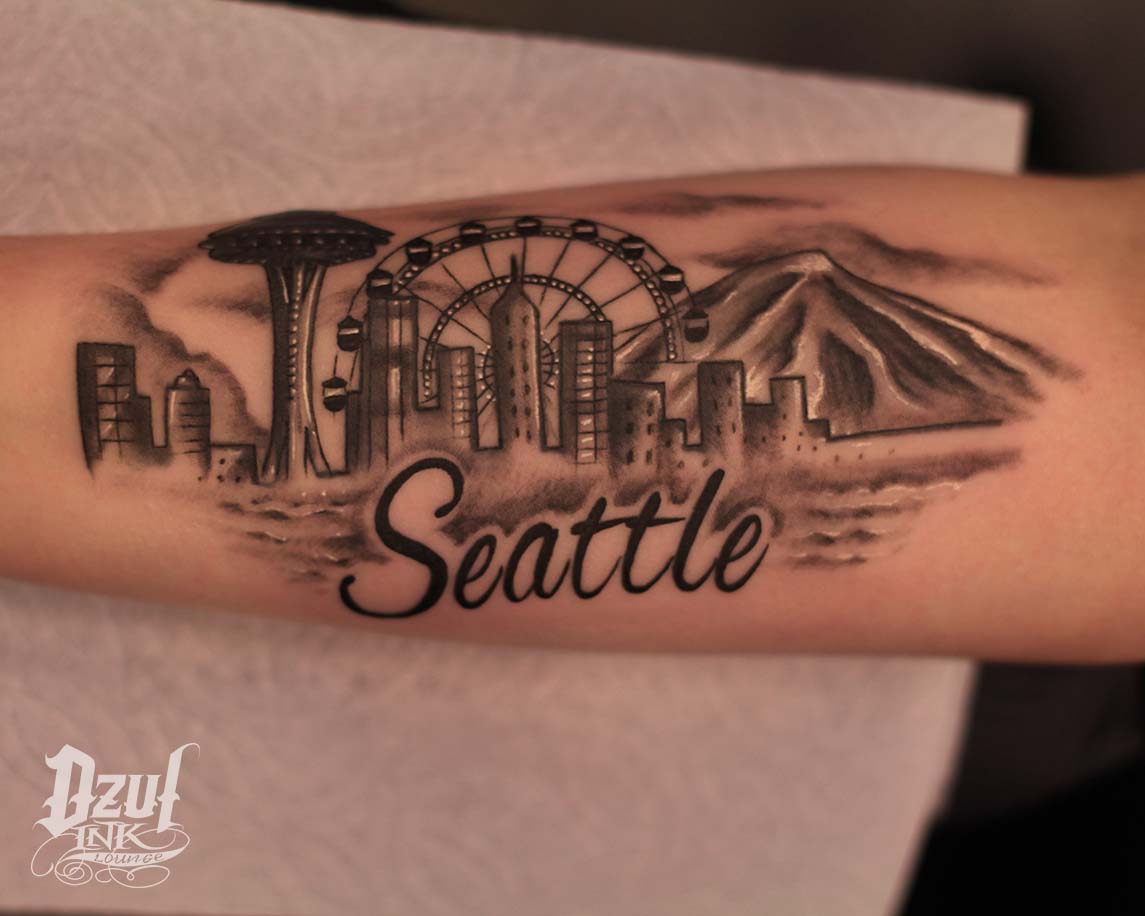 Seattle Skyline Tattoo Design 30 Seattle Skyline Tattoo Designs