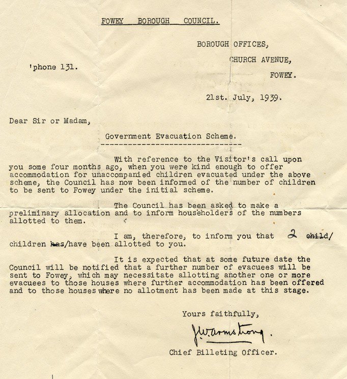 Evacuation Ww2 Letters
