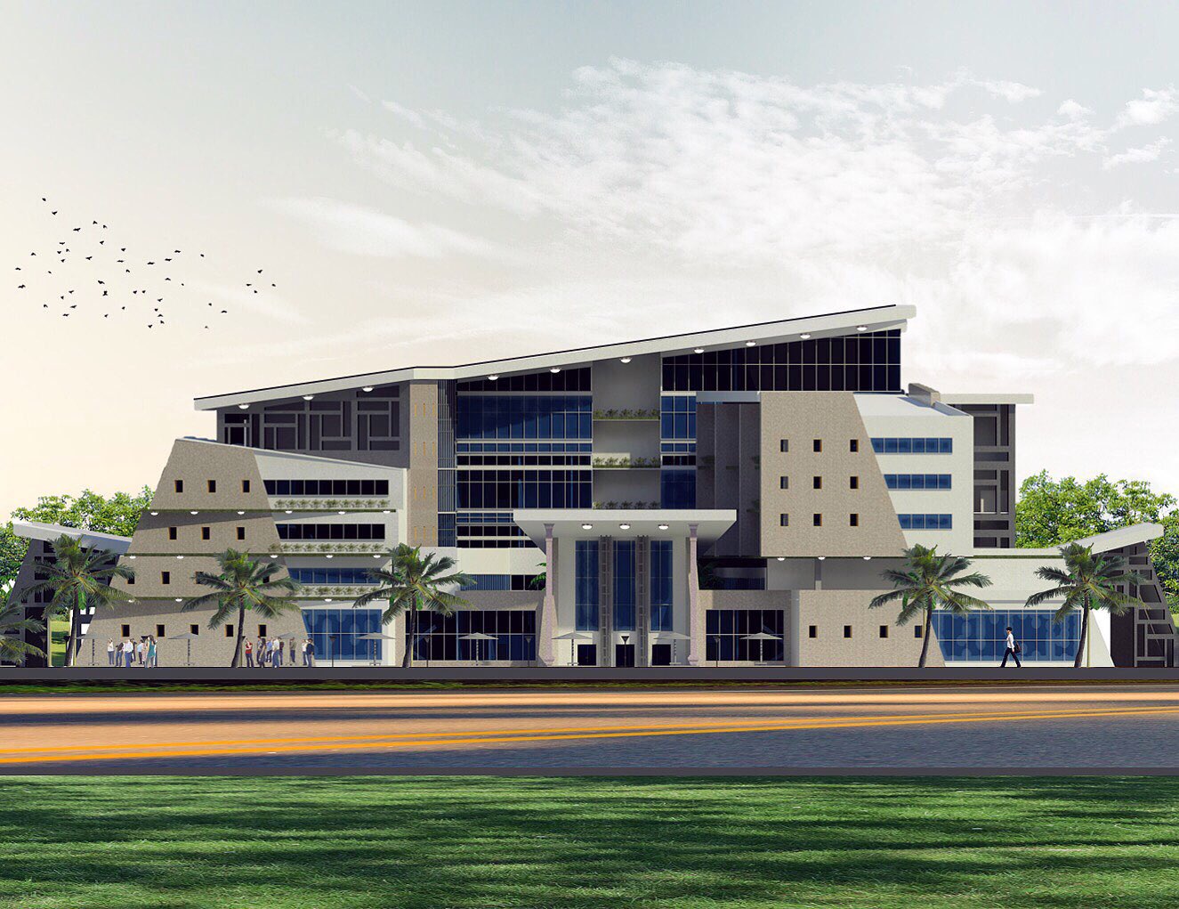 Modern Hospital Building Elevation