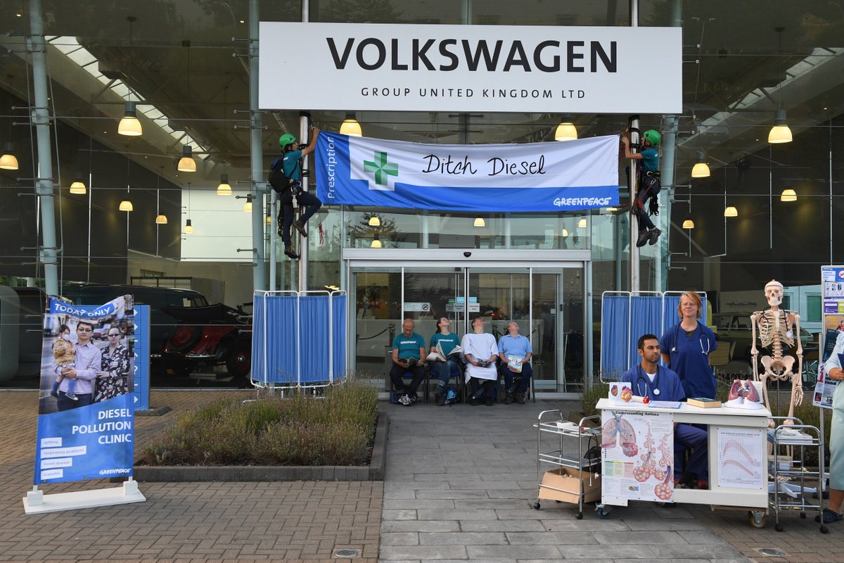Greenpeace activists 'blockade' Volkswagen's HQ in protest over diesel ...