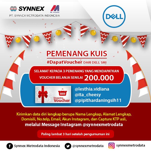 Synnex Metrodata on Twitter: "Hai Metrodataers, terima kasih sudah mengikuti kuis #DapatVoucher ...