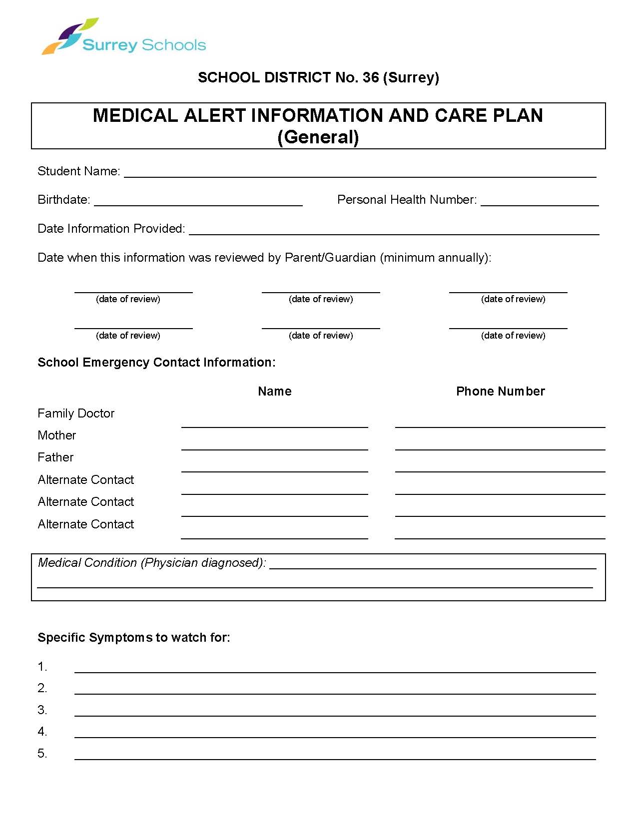 Printable Medical Conditions Form - Printable Forms Free Online