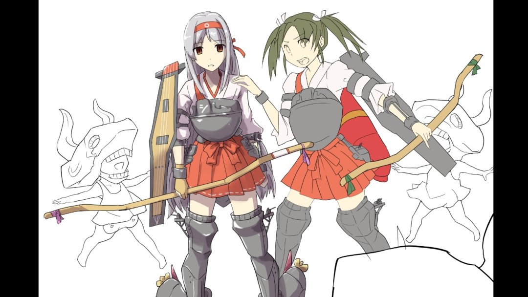 Shoukaku Kancolle Zuikaku Kancolle Multiple Girls 2girls Twintails