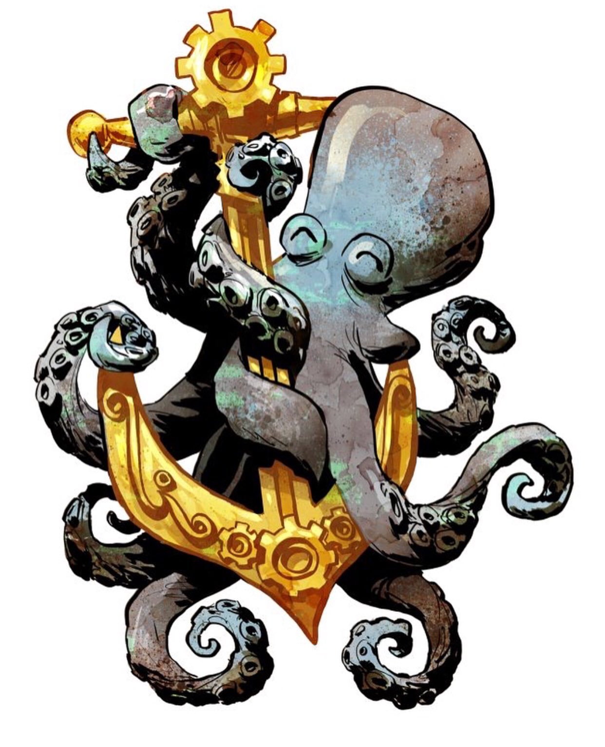 Steampunk Octopus Illustration