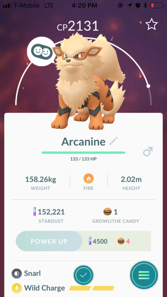 Arcanine max CP for all levels - Pokemon Go