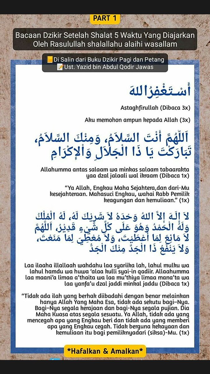 Bacaan Dzikir Setelah Sholat Bacaan Dzikir Setelah Sholat