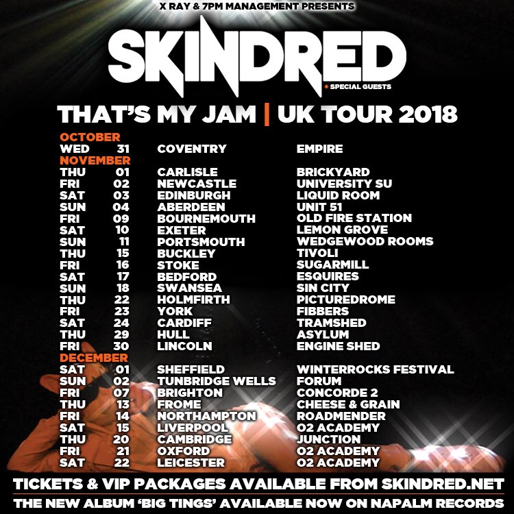 New tour dates! : r/Skindred
